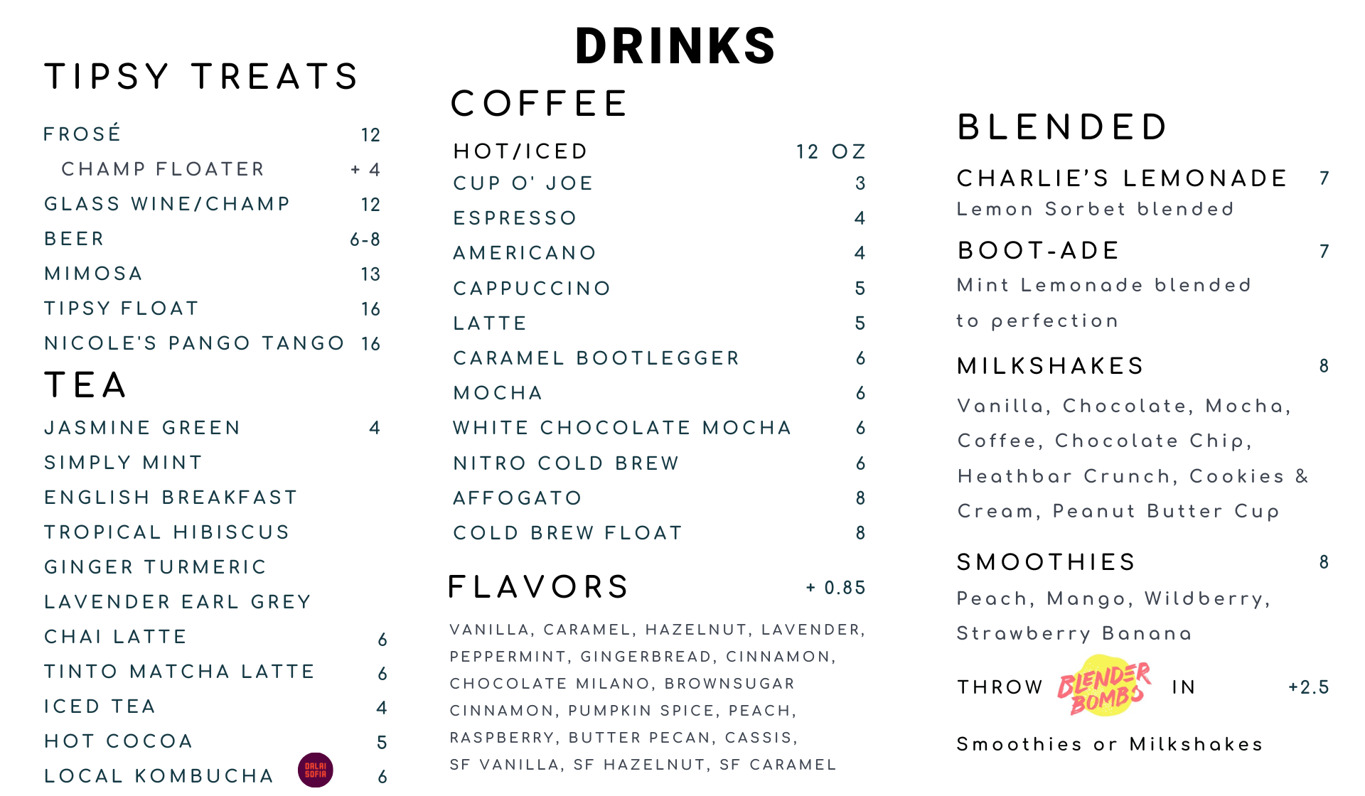 Menu – Tinto y Crema